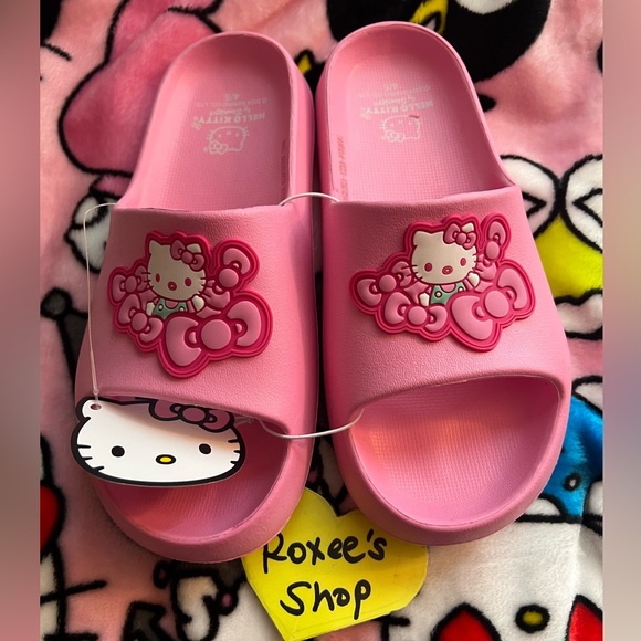 Hello Kitty | Shoes | Hello Kitty Pink Bow Slides | Poshmark